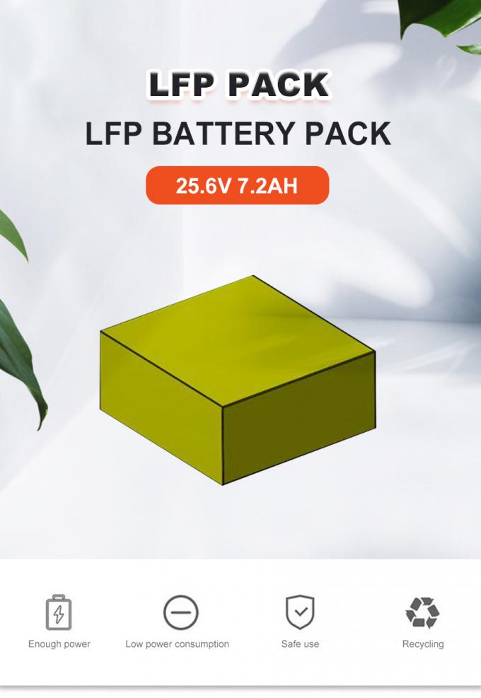LFP Green Power Li Ion Battery Pack 25.6V 7.2AH LiFePo4 Cell Battery