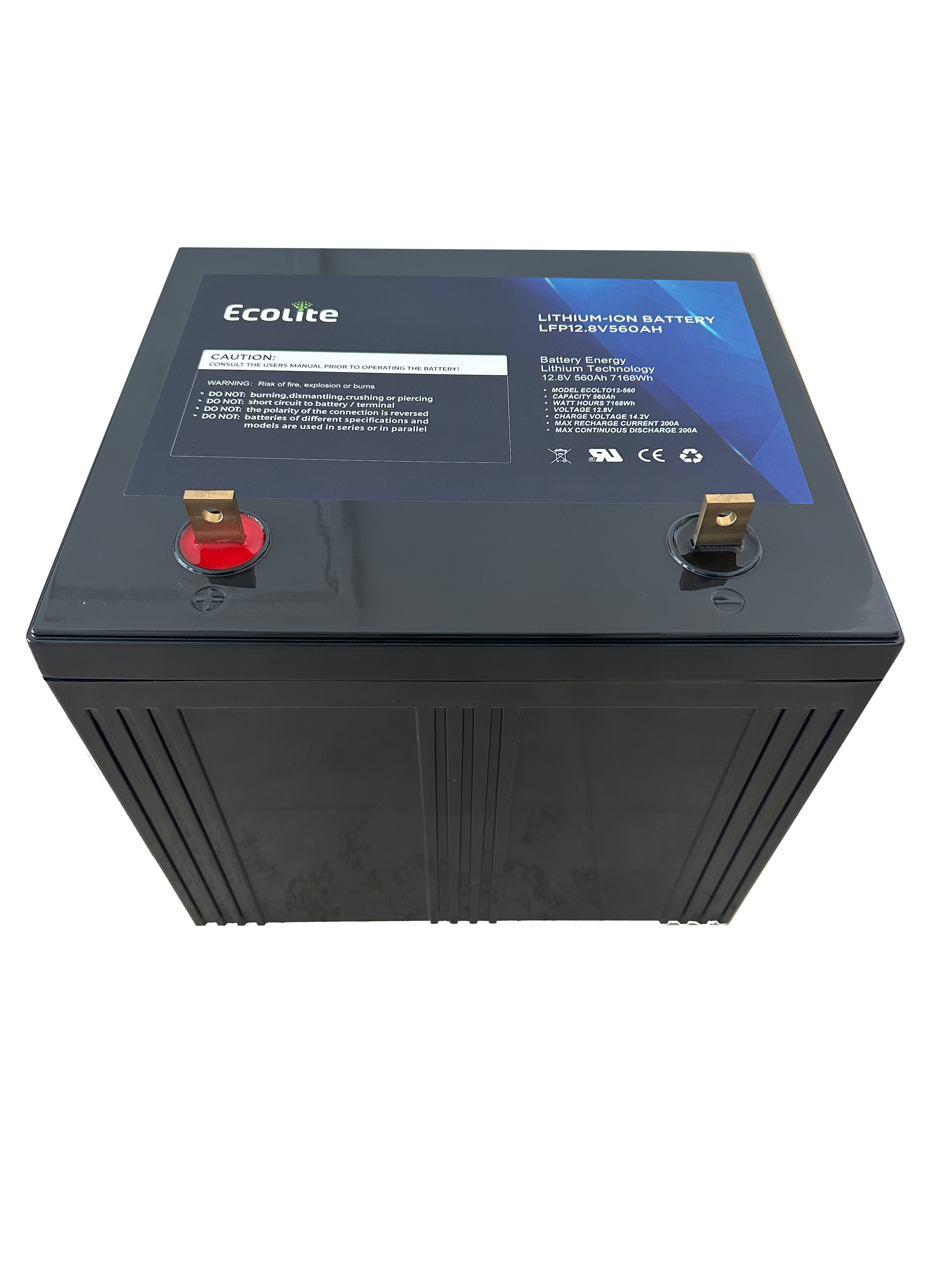 ECOLITE Marine LifePO4 Lithium Battery LFP 12.8V 560Ah M8 Terminal Type